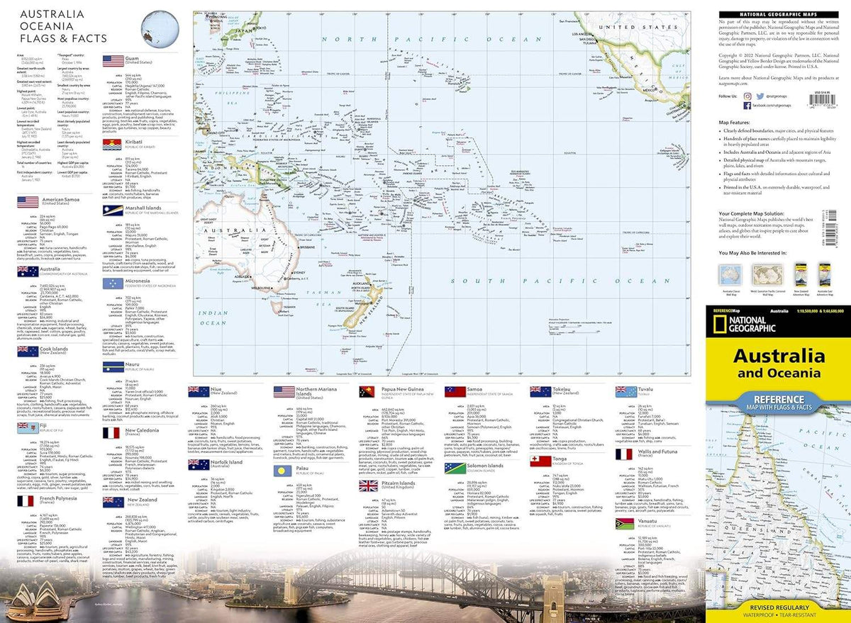 Buy National Geographic Australia and Oceania Flags & Facts Map – The ...