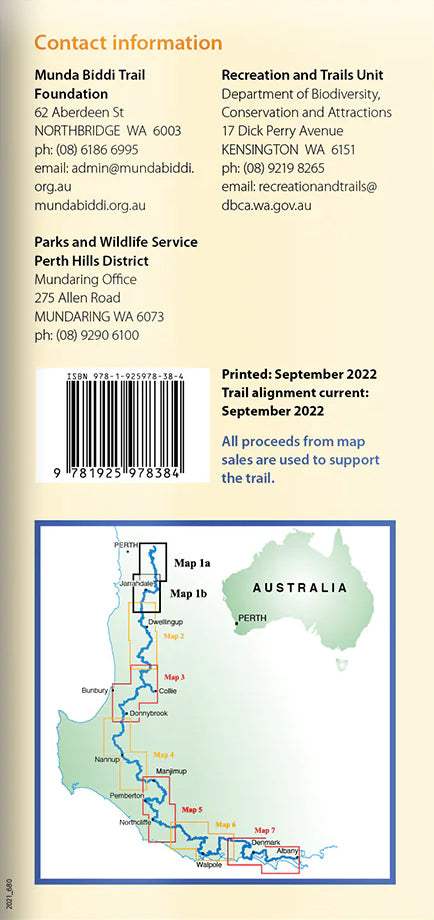 Buy Munda Biddi Trail Map 1: Mundaring to Dandalup Campsite (2022 ...