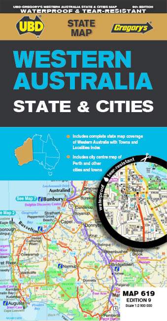 Buy Western Australia State & Cities Road Map 619 (9th Edition) by UBD ...