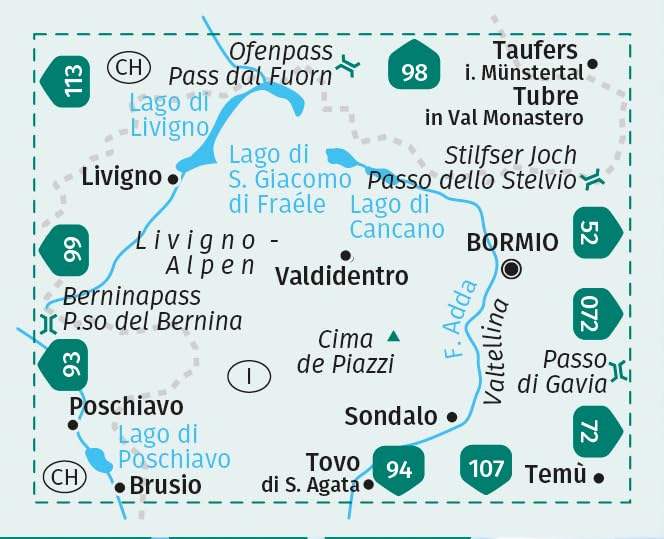Buy Bormio - Livigno - Alta Valtellina Kompass 96 – The Chart & Map Shop