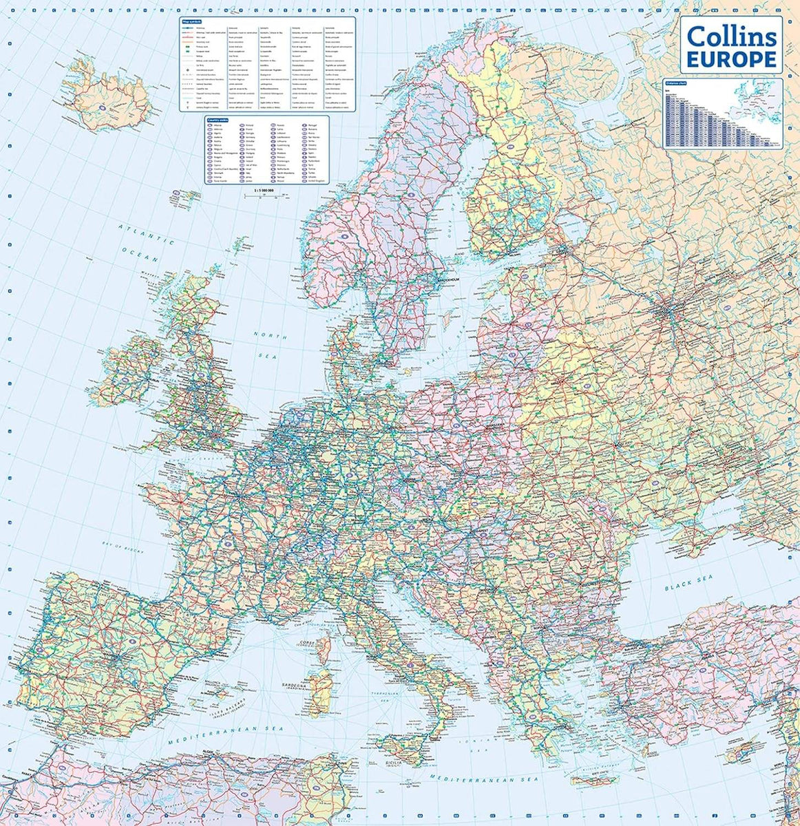 Buy Collins Map of Europe – The Chart & Map Shop