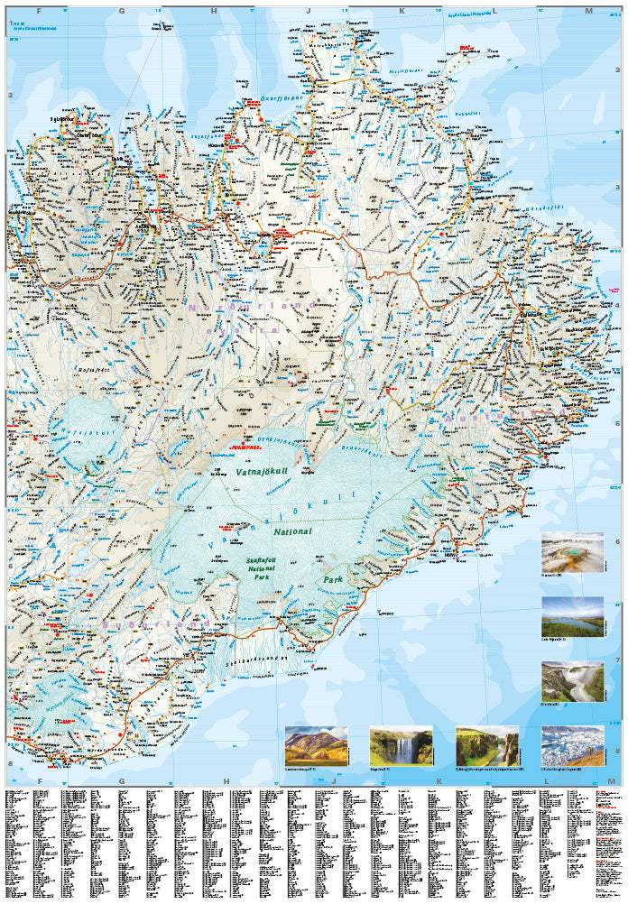 Detailed road map of iceland