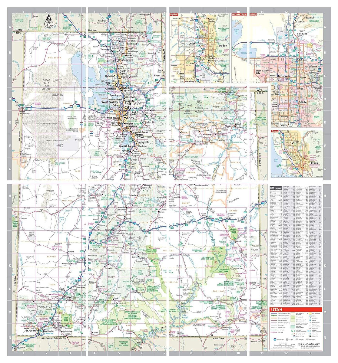 Buy Rand McNally Easy to Fold Nevada & Utah State Laminated Map – The ...