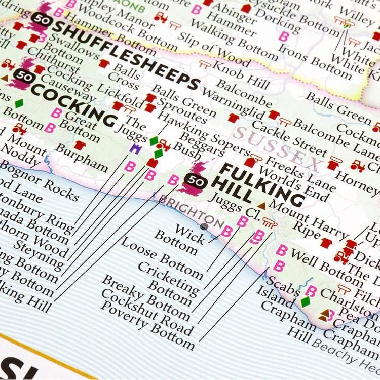 Buy Marvellous Map of Great British Place Names by Strumpshaw ...