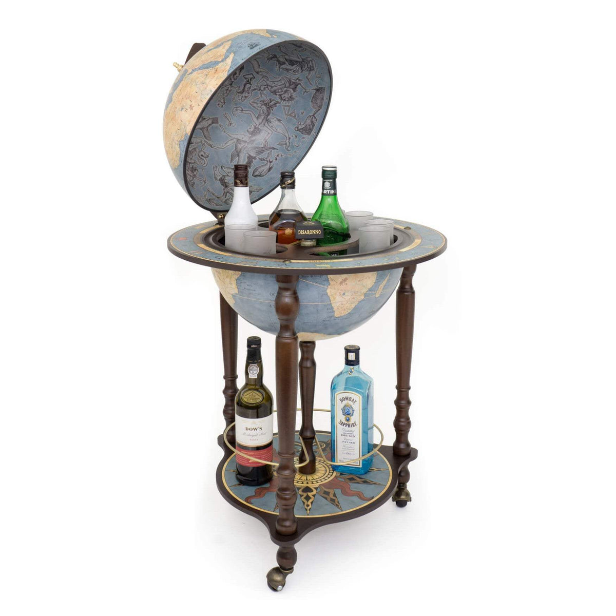Buy The Da Vinci Blue Dust Bar Globe by Zaffoli – The Chart & Map Shop