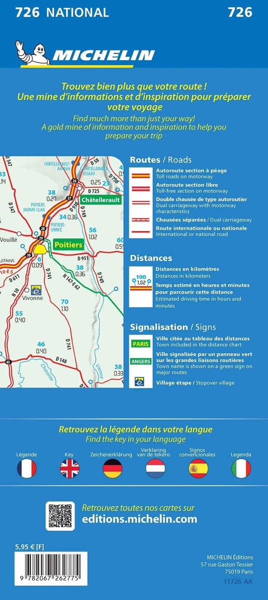Buy France Route Planning Map 726 by Michelin (2024) – The Chart & Map Shop