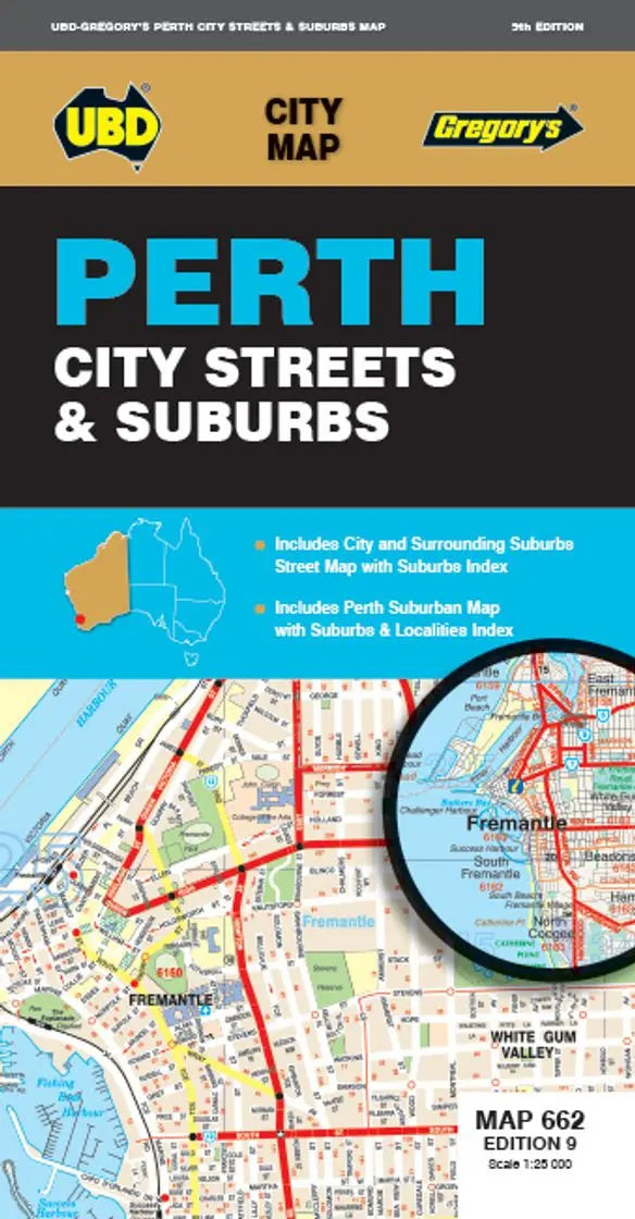 Buy Perth City Streets & Suburbs Map 662 (9th Edition) by UBD Gregory's ...