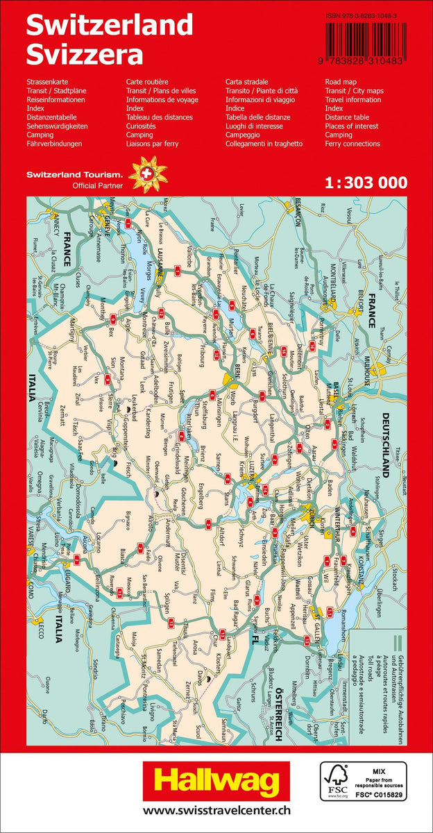 Buy Switzerland Road Map by Hallwag (2023) – The Chart & Map Shop