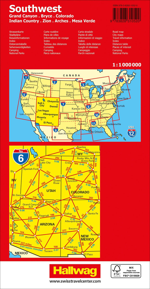 Buy USA Southwest Map 6 by Hallwag (2023) – The Chart & Map Shop