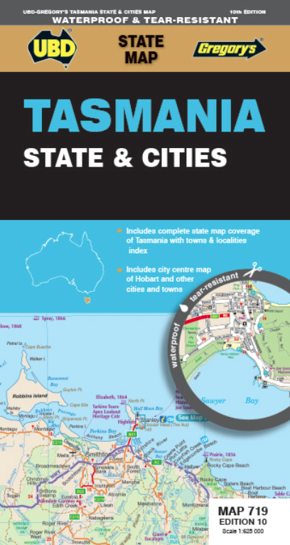 Buy Tasmania State & Cities 719 Map 10th ed (waterproof) – The Chart ...
