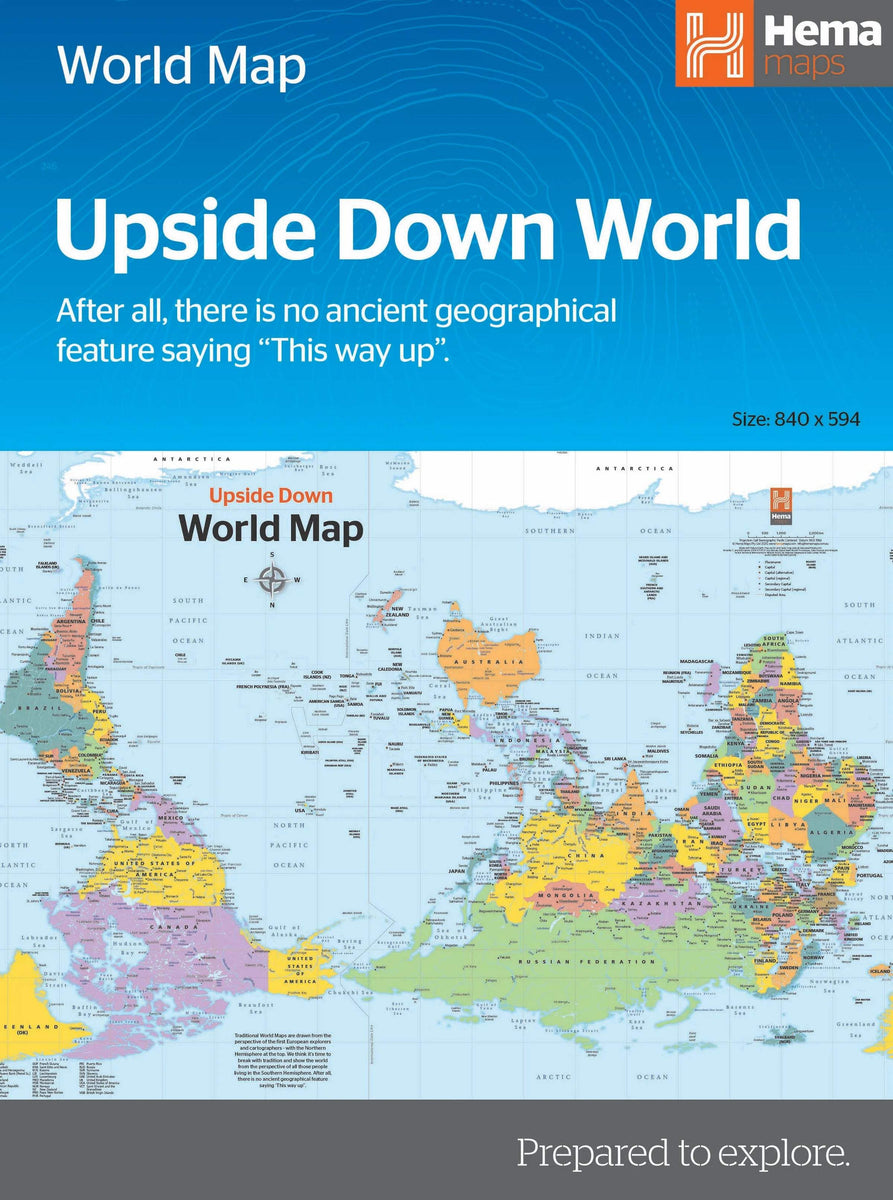 Buy Upside Down World Map Folded in Envelope (2nd Edition) by Hema Maps ...