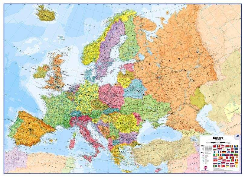Buy Europe Wall Map (Revised) by Maps International – The Chart & Map Shop