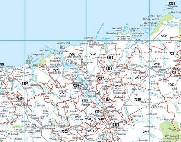 Buy Tasmania Postcode Wall Map by Cartodraft Australia – The Chart ...