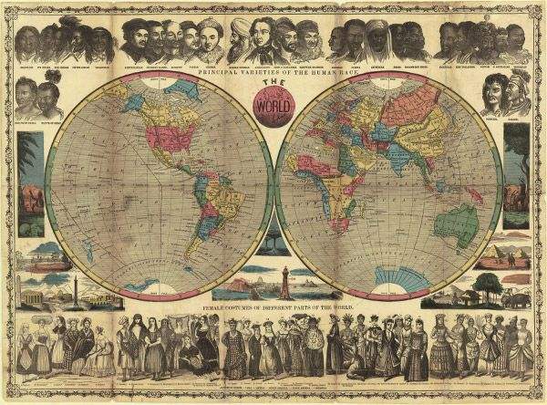 Buy World 1850 Vintage Map – The Chart & Map Shop