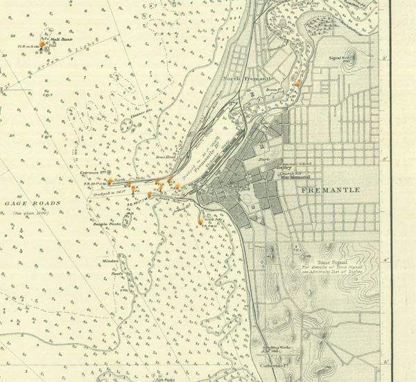 Buy Approaches to Fremantle 1930 Historical Map – The Chart & Map Shop
