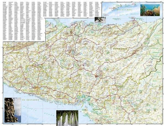 Buy Nicaragua, Honduras, El Salvador Adventure Road Map by National ...