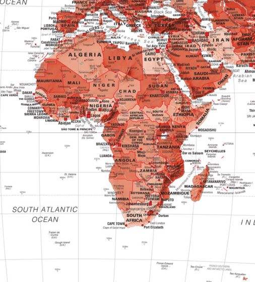 Buy World Wall Map Red Large by Maps International – The Chart & Map Shop