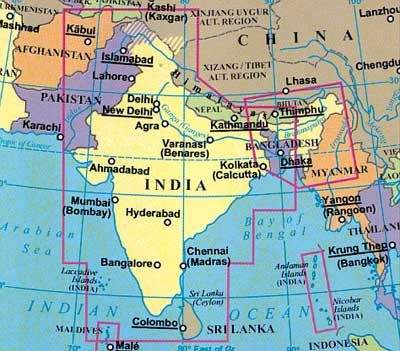 Buy India Geographical Map – The Chart & Map Shop