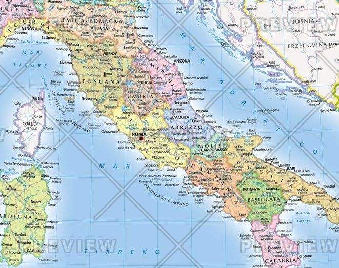 Buy Political Map of Italy Wall Map by Geo4Map (2015) – The Chart & Map ...