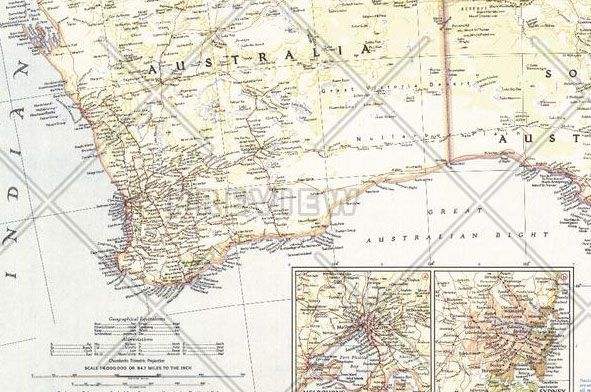 Buy Australia 1948 Wall Map by National Geographic – The Chart & Map Shop