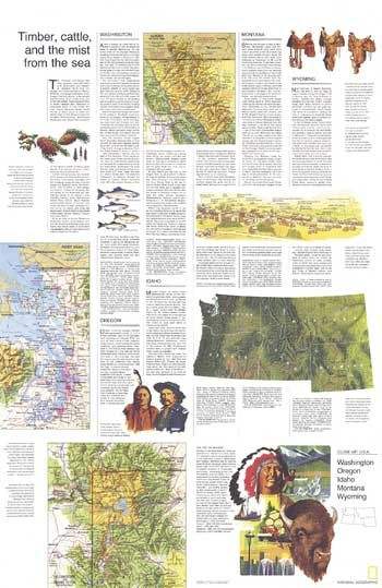 Buy Close-up USA, Northwest Theme (1973) Vintage Map by National ...