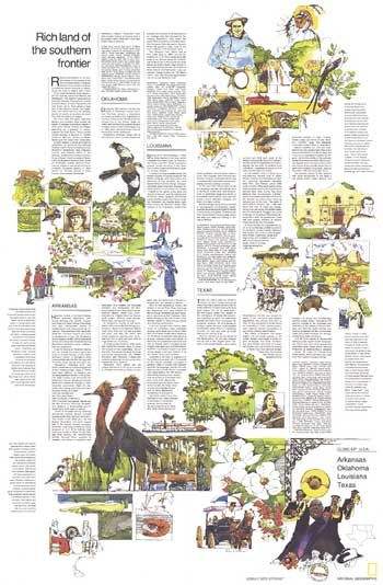 Buy Close-up USA, South Central States Theme Vintage Map by National ...