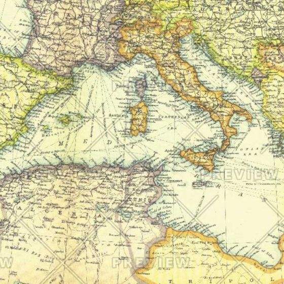 Buy Countries Bordering the Mediterranean Sea (1912) Vintage Map by ...