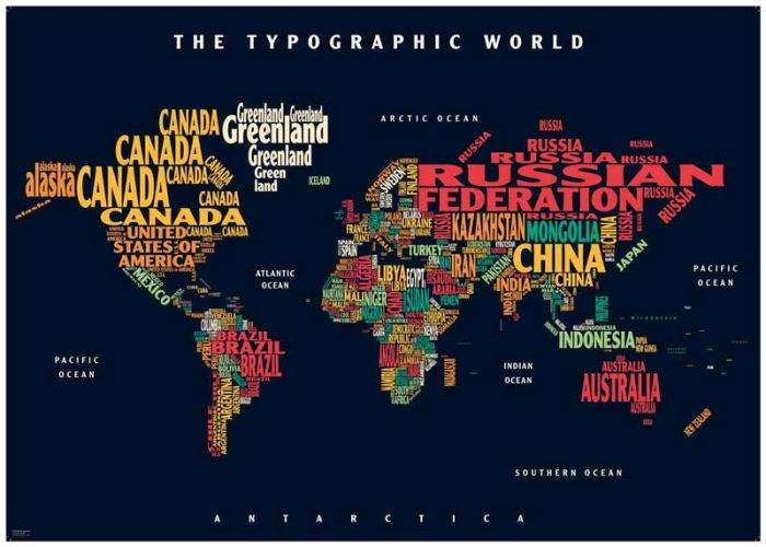 Buy Graphic Map World-Colours by Oxford Cartographers – The Chart & Map ...