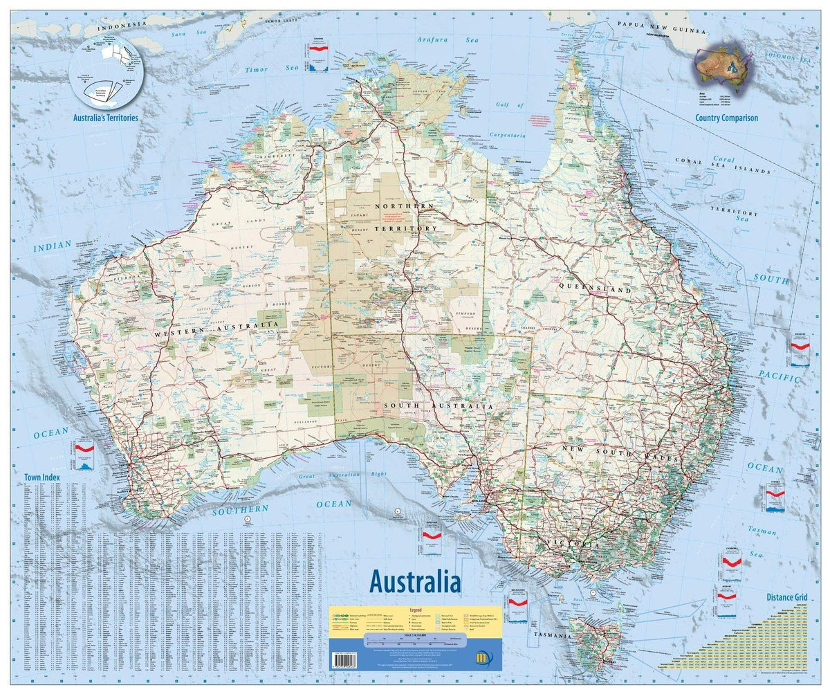 Buy Australia Wall Map (2nd Edition) by Meridian Map – The Chart & Map Shop