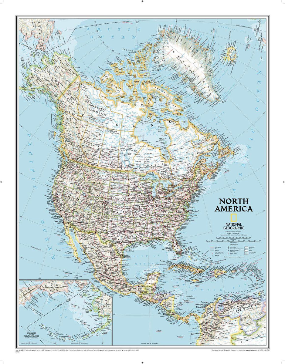 Buy North America Large Wall Map by National Geographic (2017) – The ...